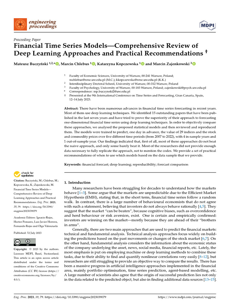 Financial Time Series Models—comprehensive Review Of Deep Learning
