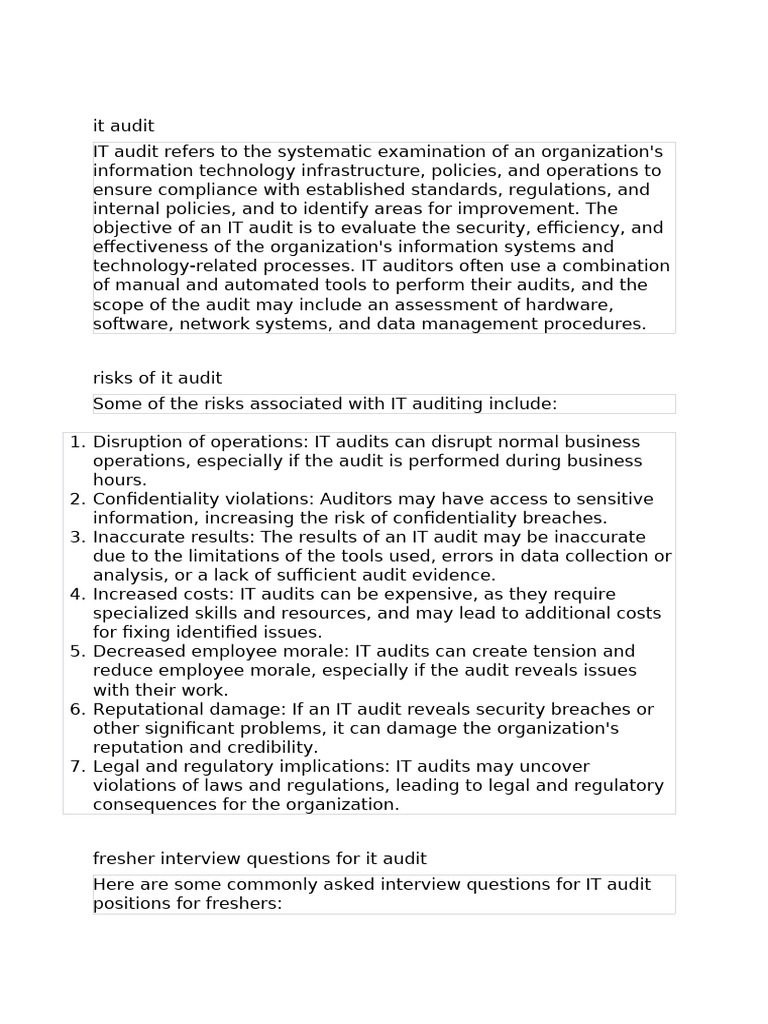 IT Audit Interview Preparation | PDF | Audit | Computer Security