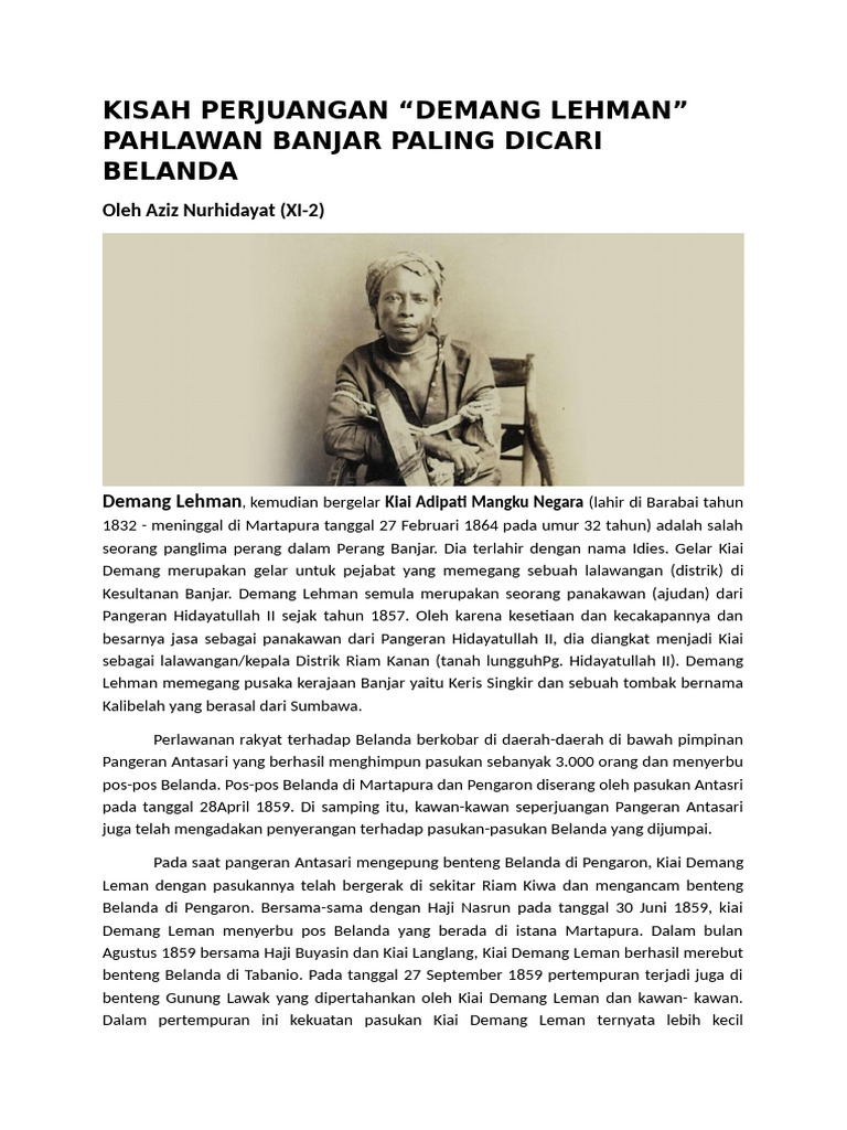 Kisah Heroik Demang Lehman | PDF