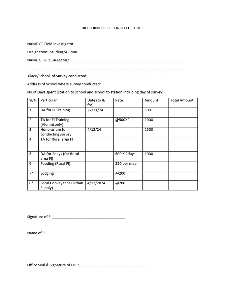 Bill Form | PDF