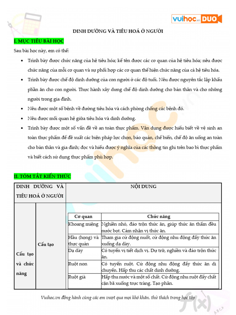 KHTN 8 Phieu HT Dinh Duong Va Tieu Hoa o Nguoi | PDF