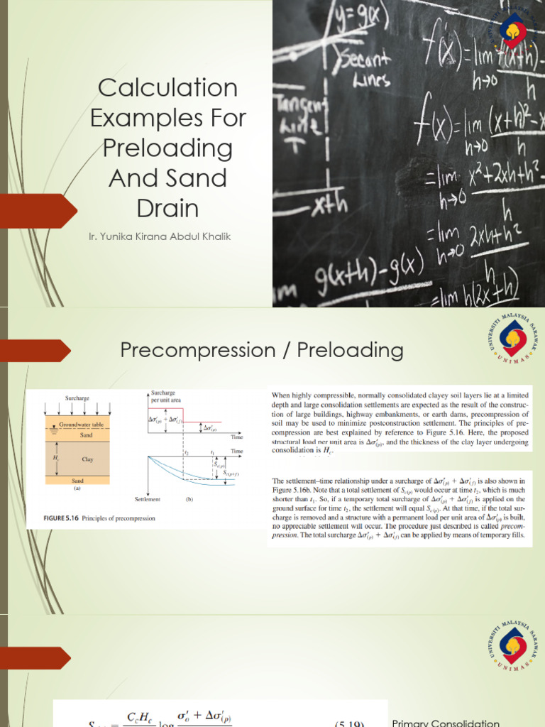 Calculation Examples For Preloading Sand Drain | PDF