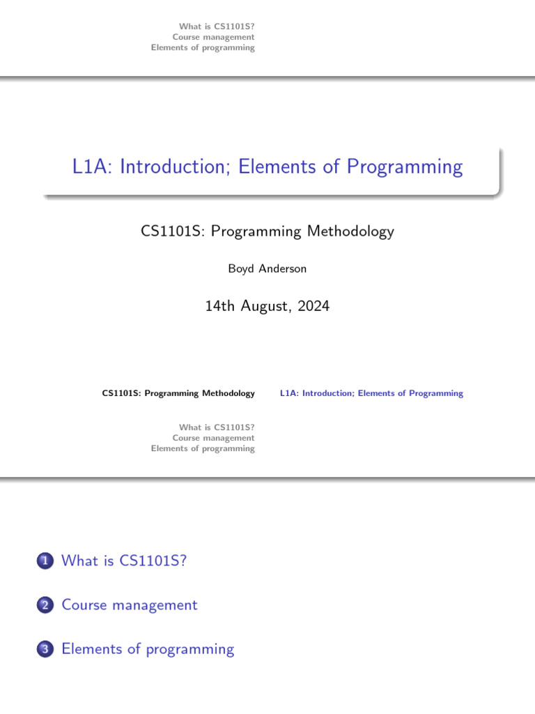 CS1101S lecture-L1A.print | PDF | Boolean Data Type | Function (Mathematics)