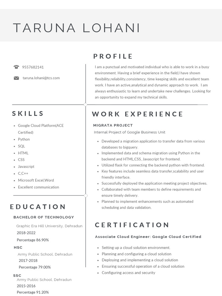 Taruna Lohani Resume | PDF | Cloud Computing | Databases