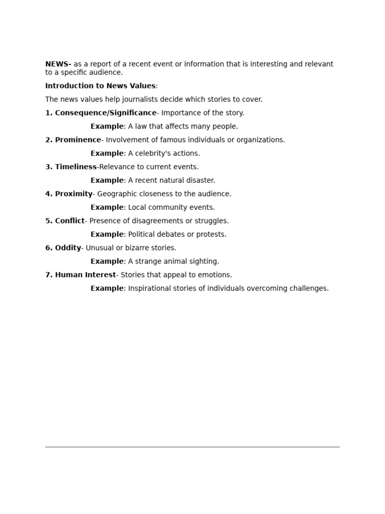 Understanding News Values in Journalism | PDF