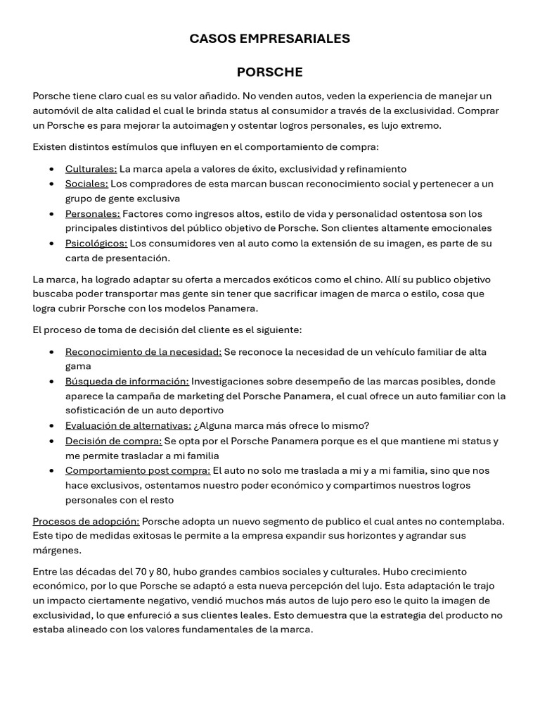 caso porsche | PDF | Marca | Comportamiento