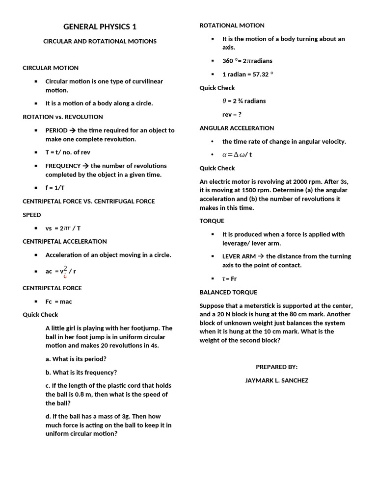 Chapter 4 Circular Rotational Motion | PDF | Torque | Acceleration