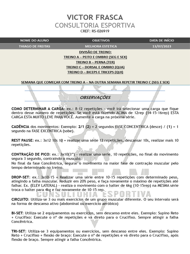 planilha Treino | PDF | Músculo