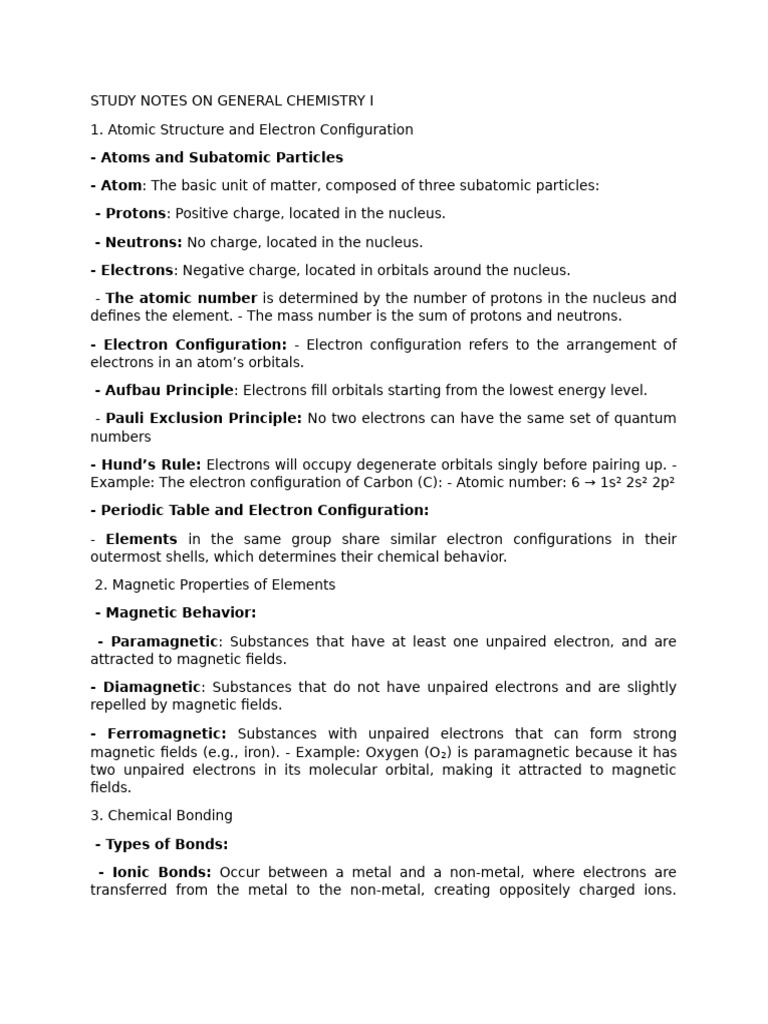 General Chemistry Reviewer | PDF | Chemical Bond | Chemical Polarity