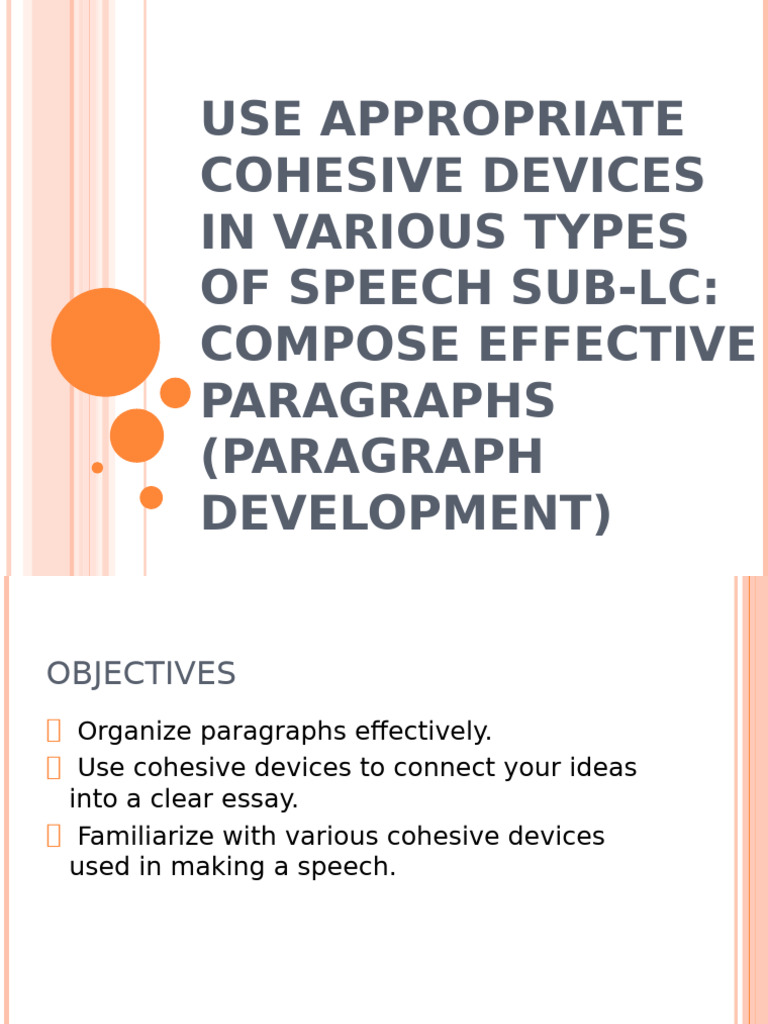 Compose Cohesive Devices ppt | PDF | Essays | Paragraph