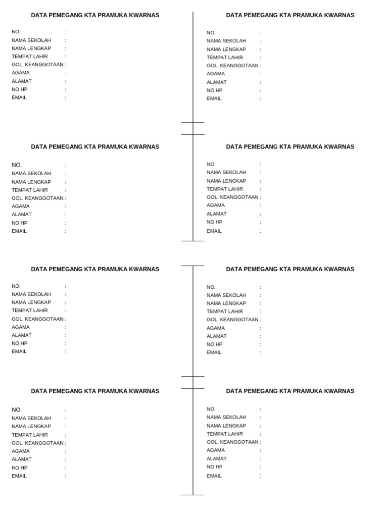Format Blangko Data Kta P Kwarnas | PDF