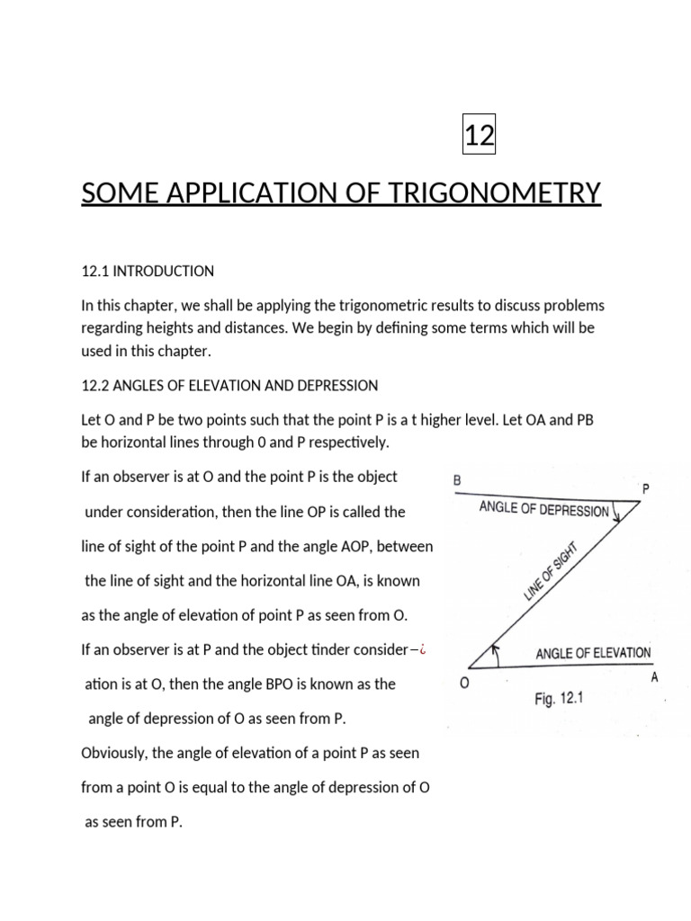 12 Some Application of Trigonometry | PDF | Trigonometry ...