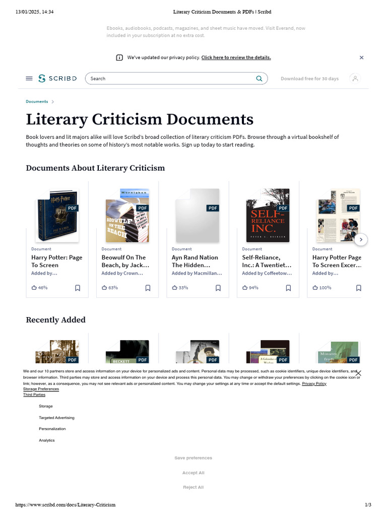 Literary Criticism Documents & PDFs - Scribd | PDF | Scribd | Computing