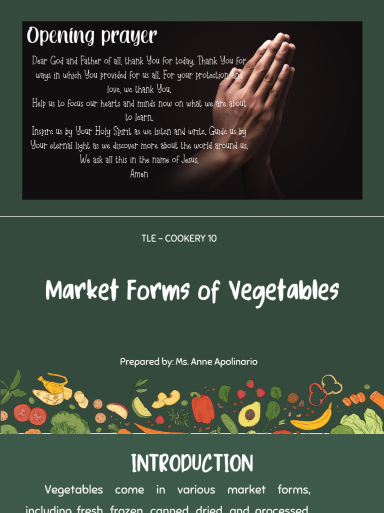 Q2_PPT2_Market Forms of Vegetables | PDF | Vegetables | Pickling