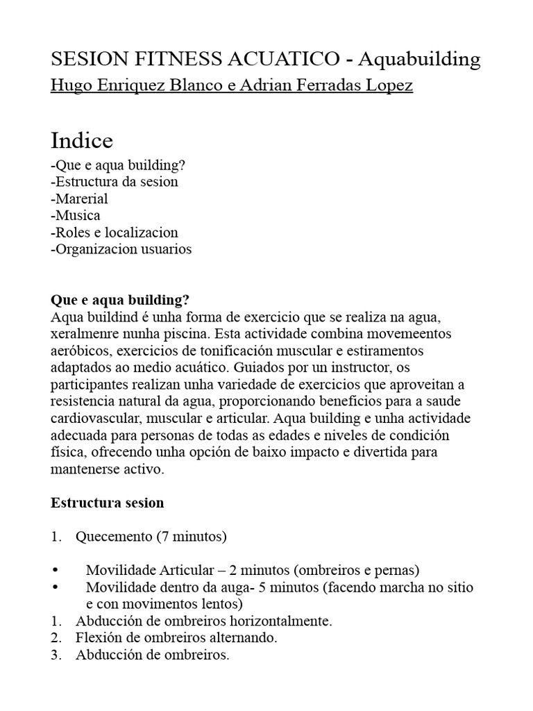 Sesion Aqua Building Adrian e Hugo | PDF
