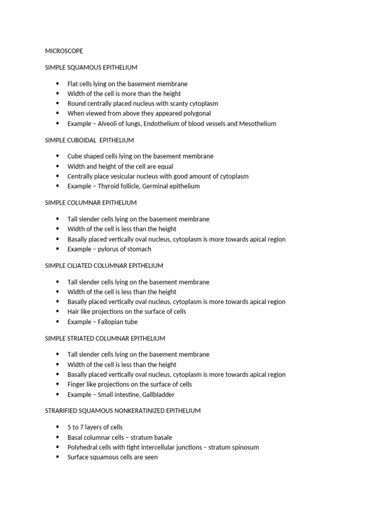 Histology Identification Points-1 | PDF | Epithelium | Axon
