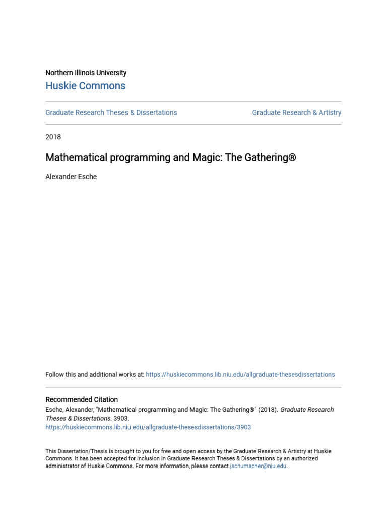 Mathematical Programming and Magic - The Gathering® | PDF | Matrix ...