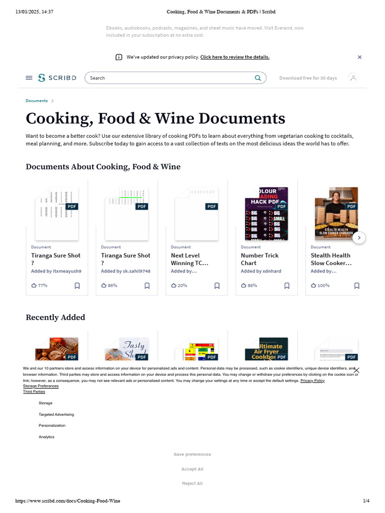 Cooking, Food & Wine Documents & PDFs - Scribd | PDF | Scribd | Http Cookie