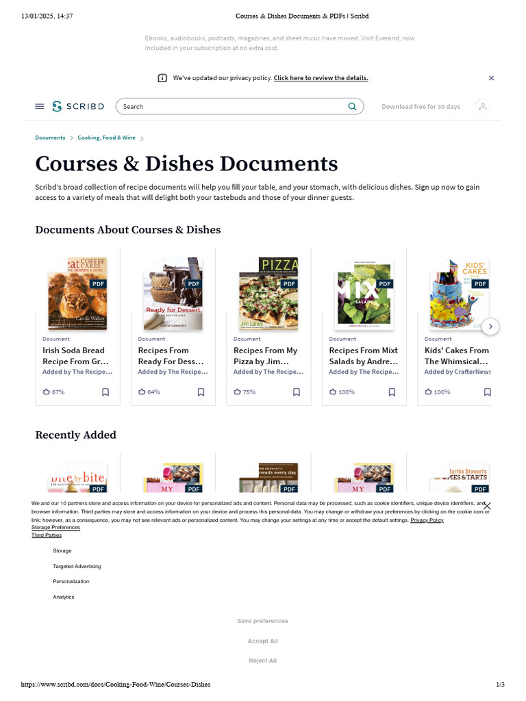 Courses & Dishes Documents & PDFs _ Scribd | PDF | Http Cookie | Scribd