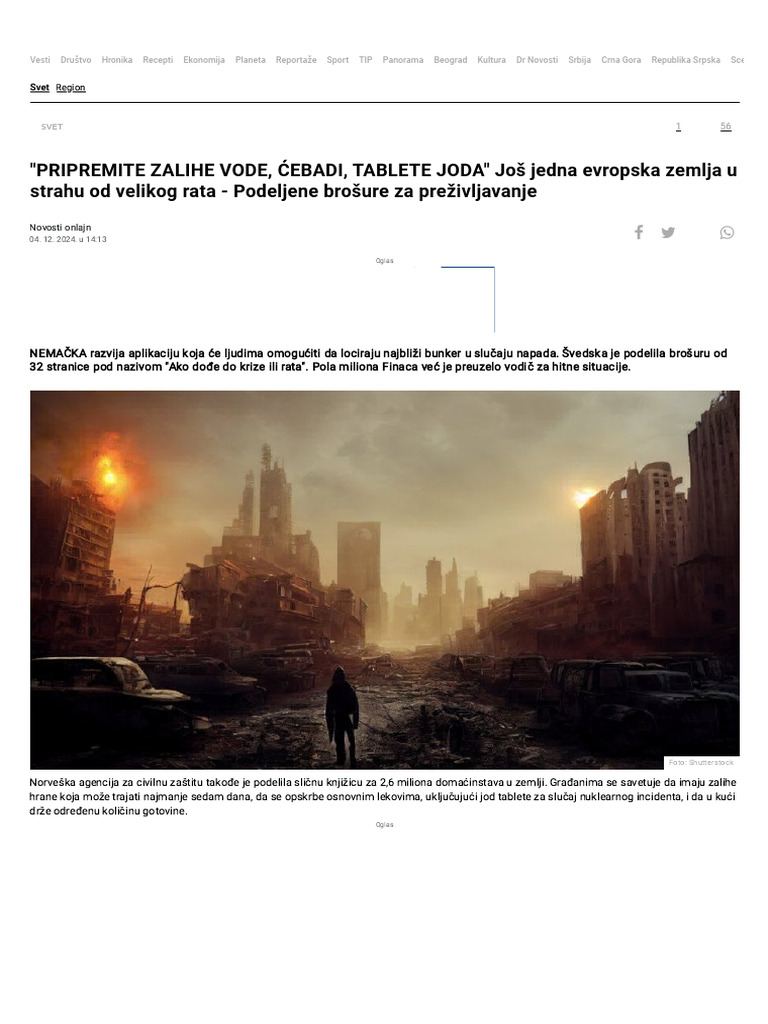 PRIPREMITE ZALIHE VODE, ĆEBADI, TABLETE JODA - Još Jedna Evropska ...