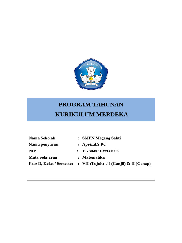 Program Tahunan Matematika Kelas 7 | PDF