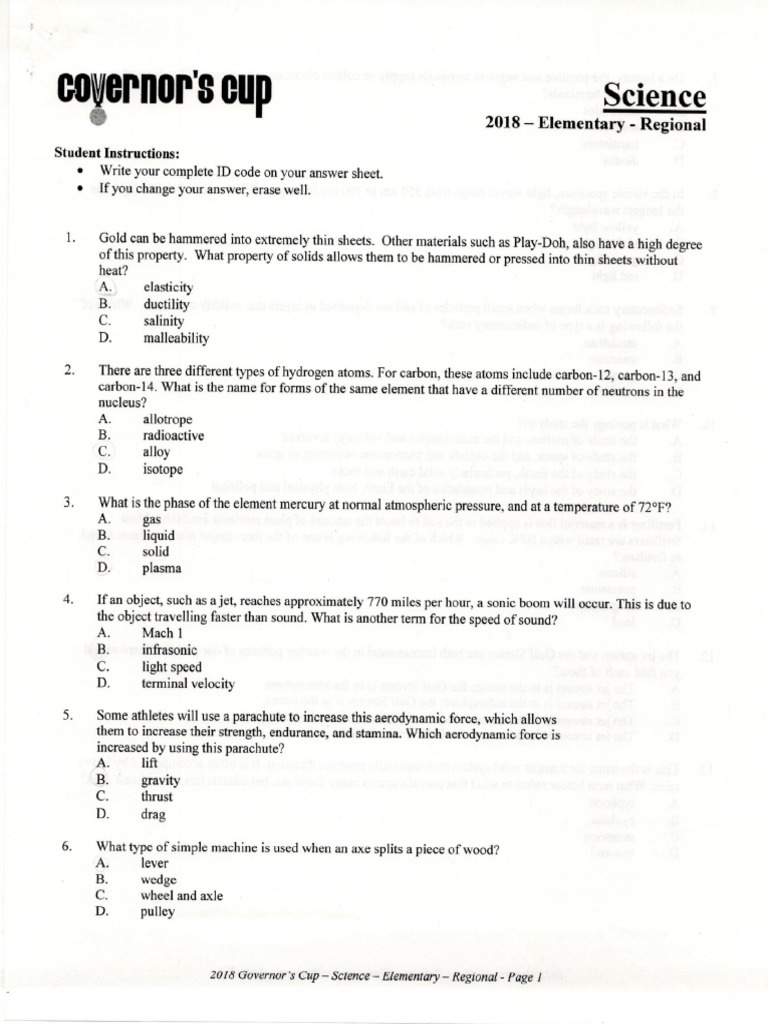 Science 2018 Question Paper | PDF