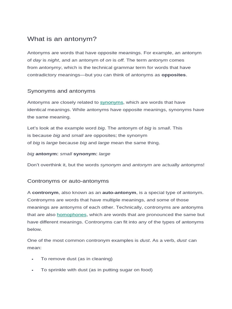 What is an antonym | PDF