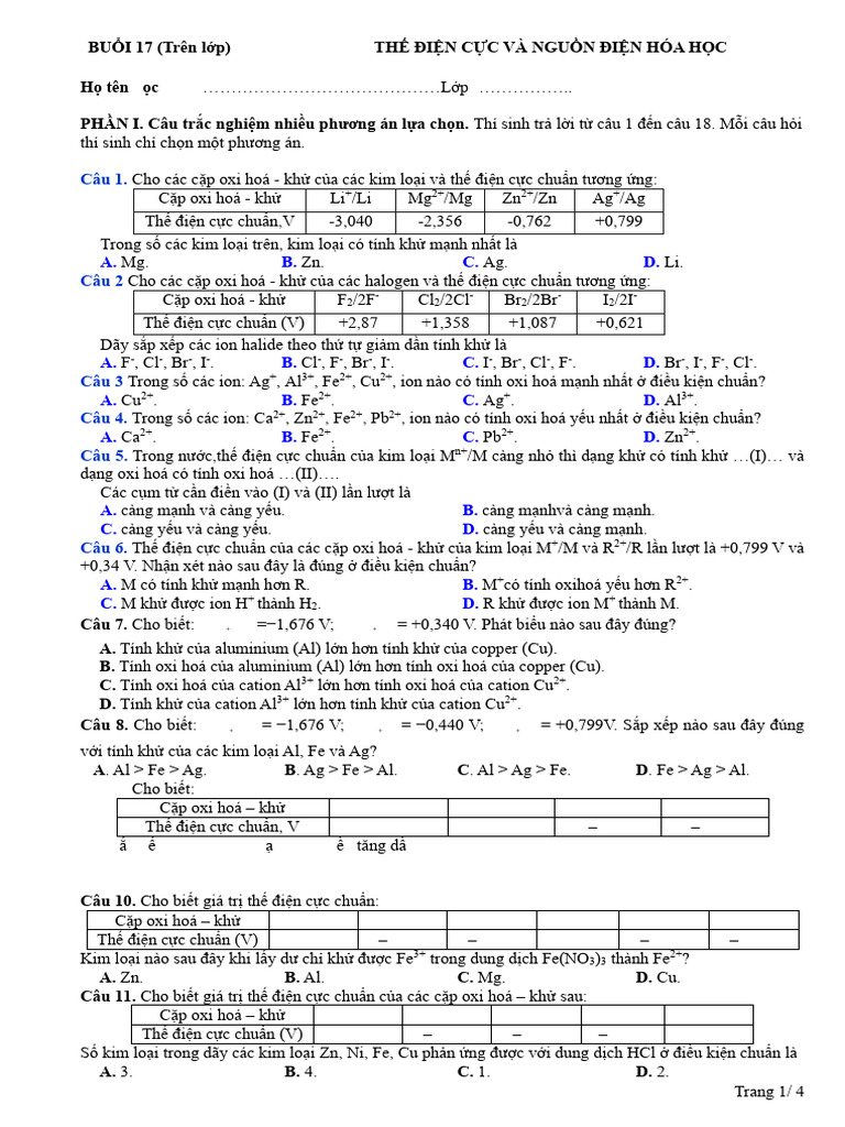 Buoi 17 - The Dien Cuc - Pin Dien - Tren Lop | PDF