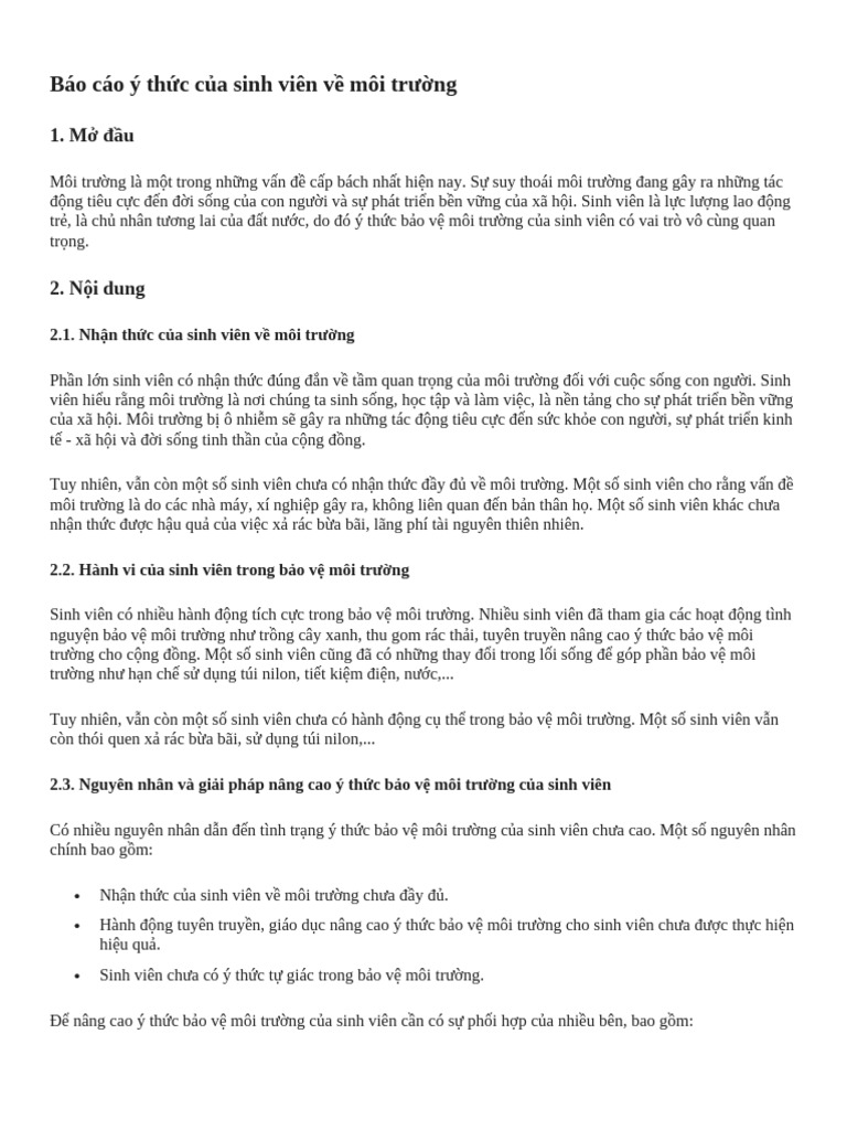 Y Thuc SV BVMT | PDF