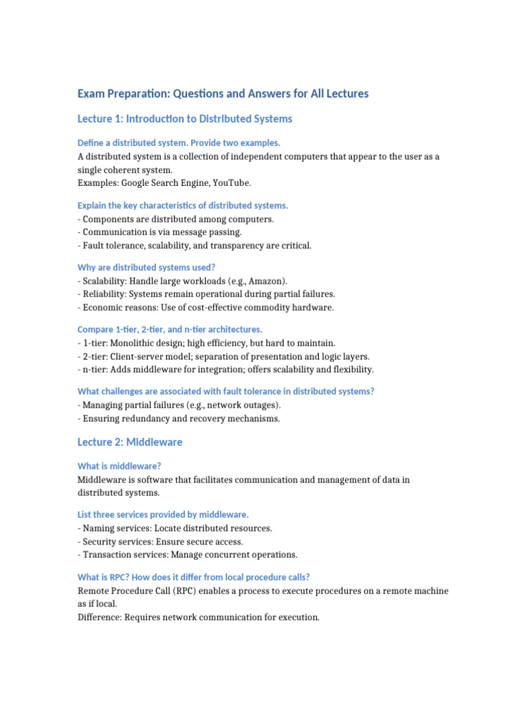 All Lectures Exam Preparation | PDF | Web Service | Soap