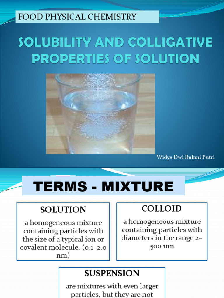 WDR 1- SOLUBILITY AND COLLIGATIVE PROPERTIES | PDF | Solubility | Physical Chemistry