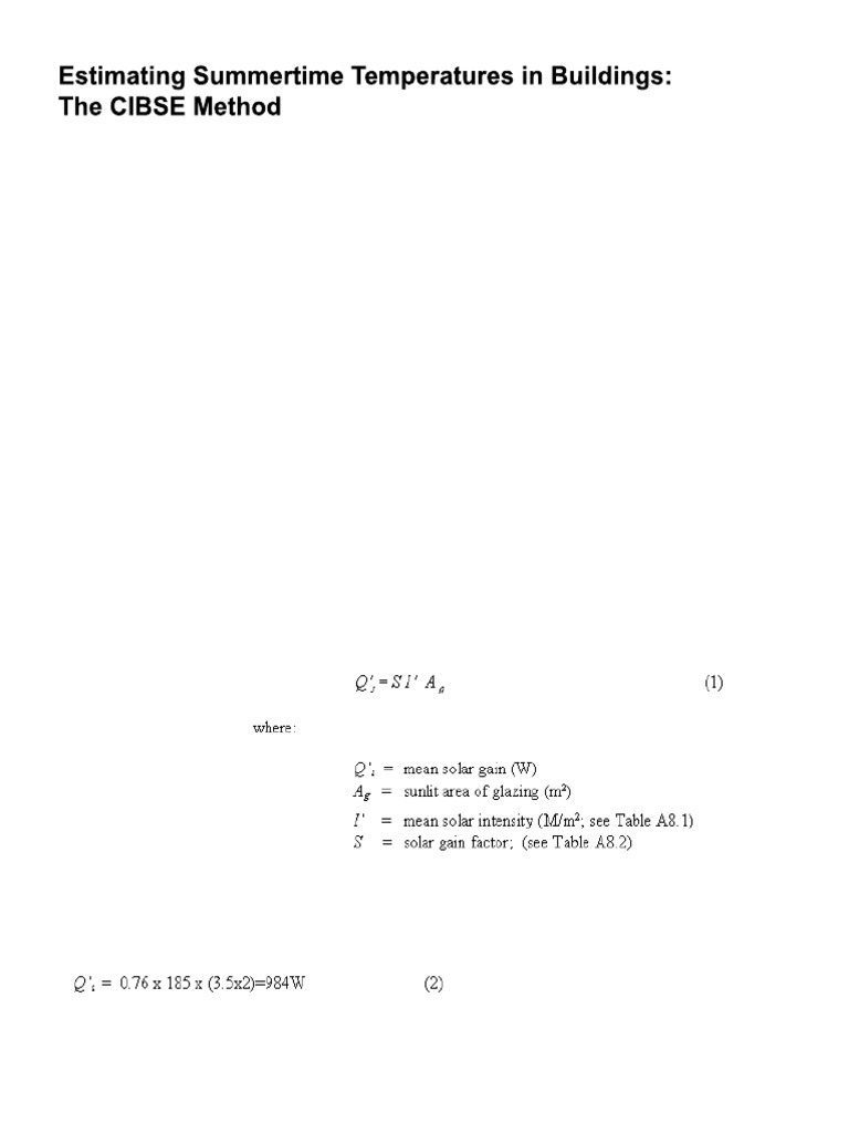 Estimating Summertime Temperatures in Buildings - The CIBSE Method | PDF | Applied And ...