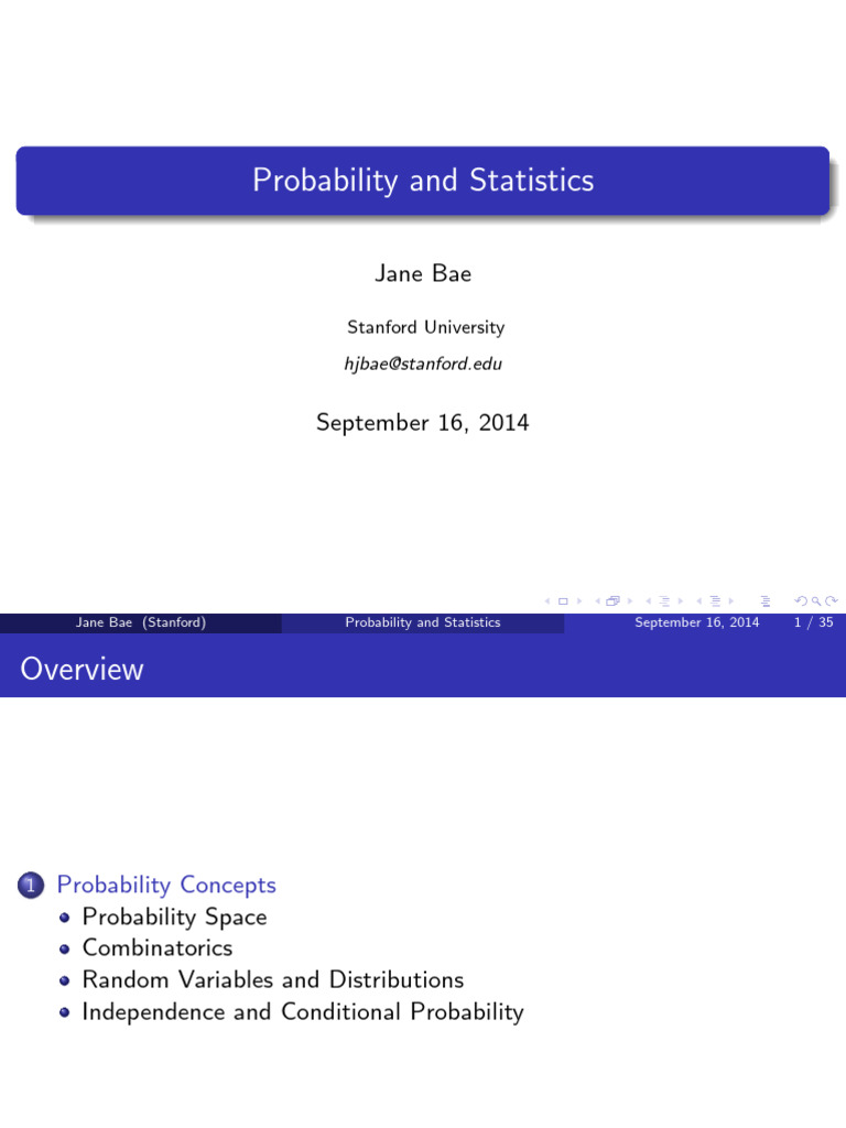 probability & statistics [refresher-2014] | PDF | Probability ...