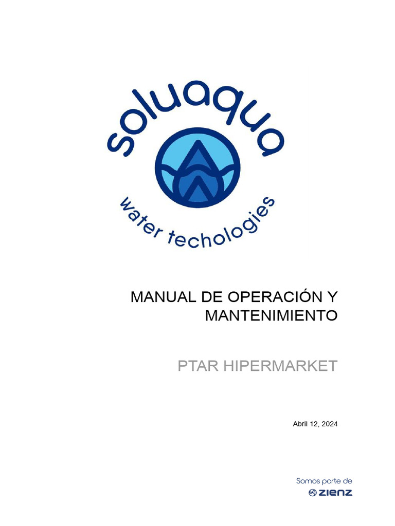 MANUAL DE OPERACIÓN Y MANTENIMIENTO 155 m3_d PTAR HIPERMARKET | PDF | Aguas residuales | Agua