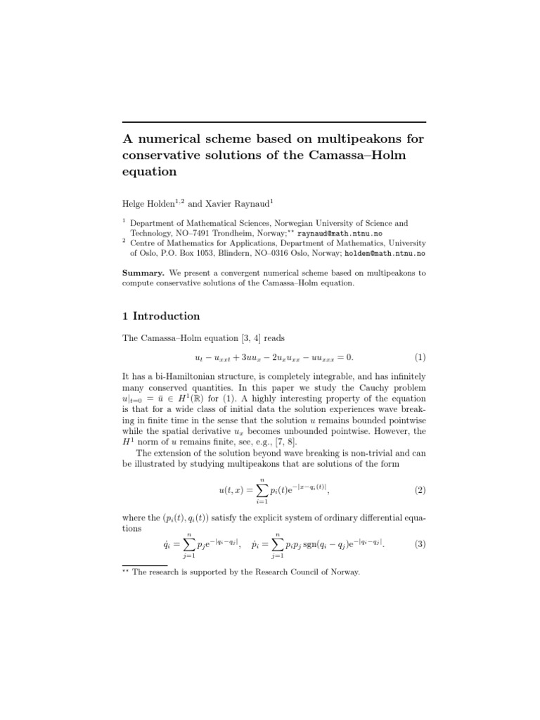 Helge Holden and Xavier Raynaud - A Numerical Scheme Based On ...