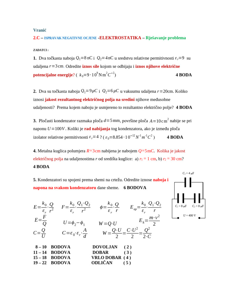 Rješavanje Problema. Elektrostatika. | PDF