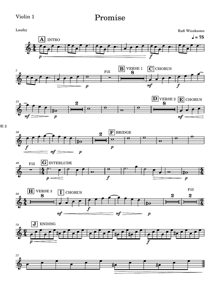 Promise violin | PDF | Song Structure | Songs