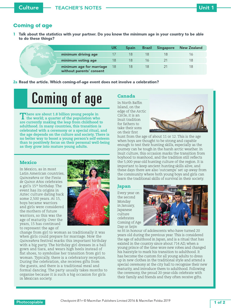 Checkpoint B1+ - TRC - Culture - U1 | PDF | Social Conventions