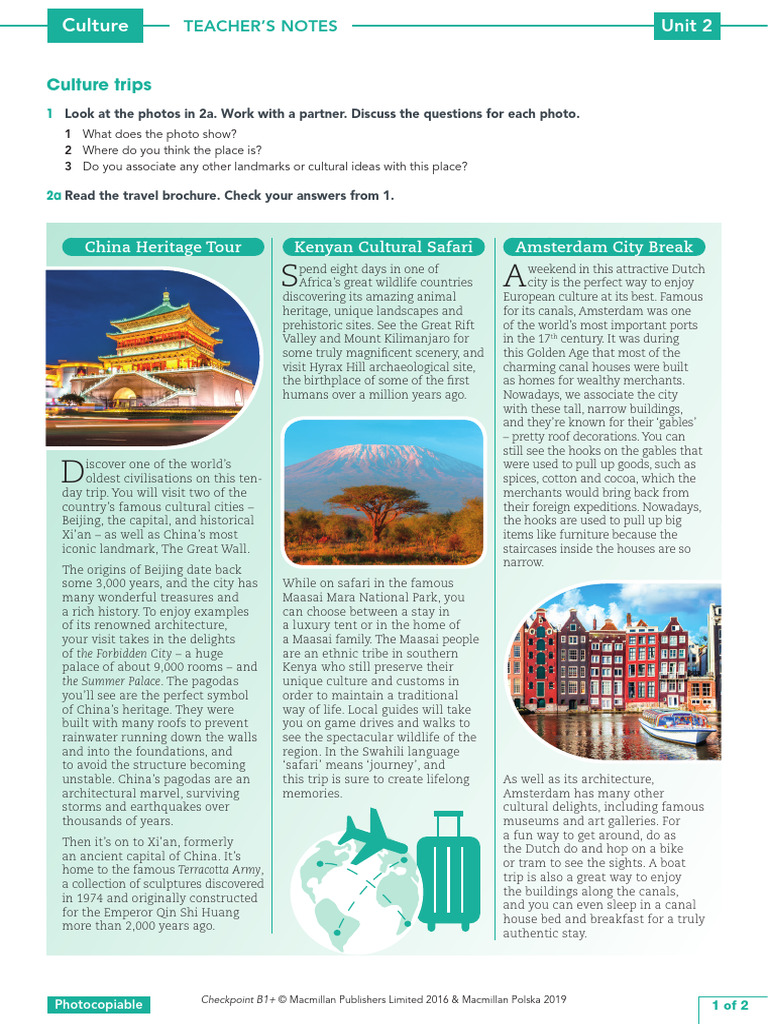 Checkpoint B1+ - TRC - Culture - U2 | PDF