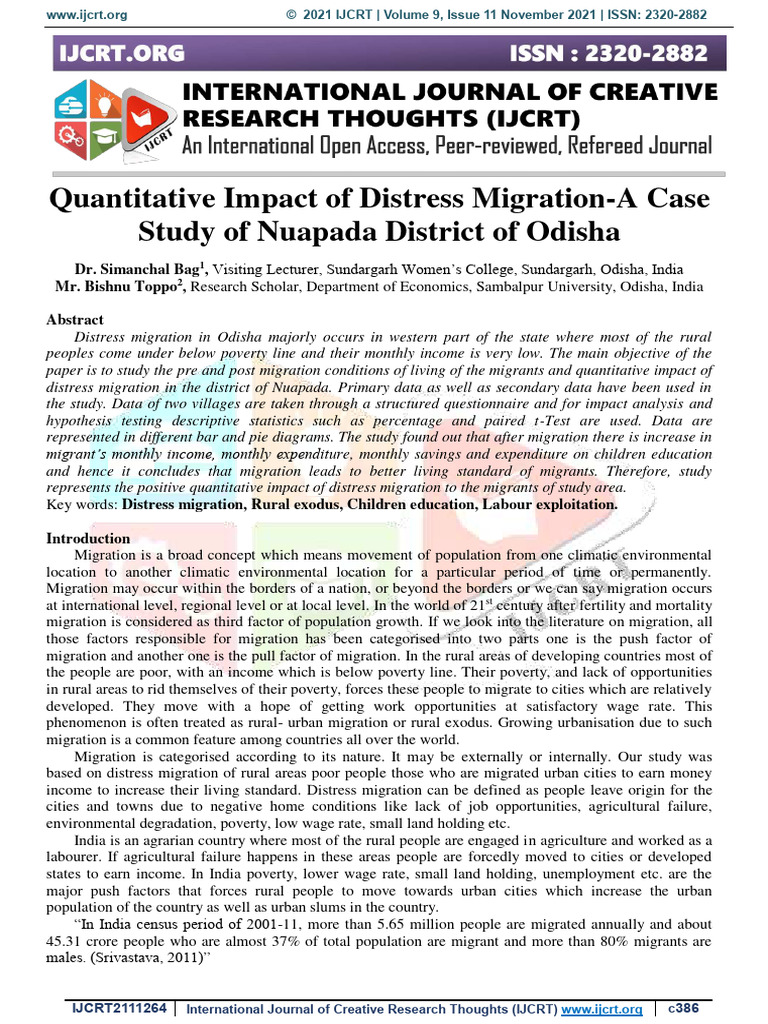 Quantitative Impact of Distress Migration | PDF | Human Migration | Poverty