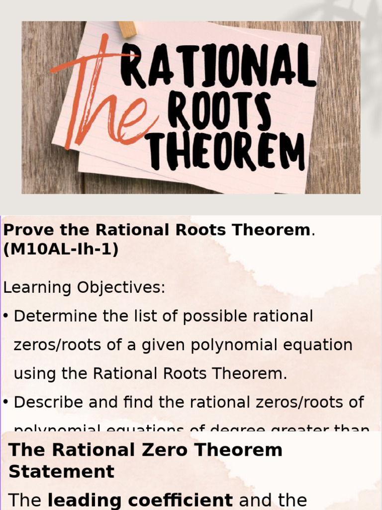The Rational Roots Theorem | PDF | Polynomial | Zero Of A Function