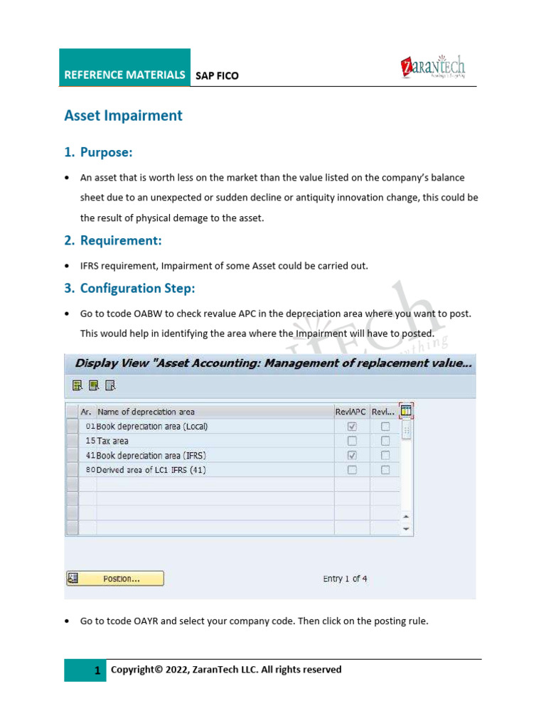 Asset Impairment - SAP FICO | PDF | Depreciation | Corporations