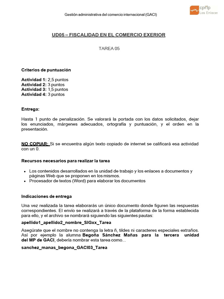 GACI Tarea UD5 2023 24 | PDF | Negocios Internacionales | Economias