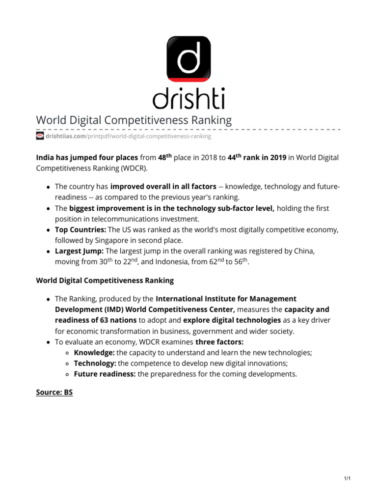 World Digital Competitiveness Ranking | PDF
