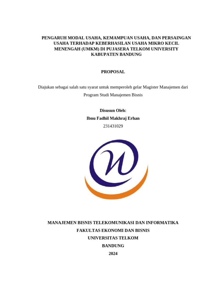 Ibnu Fadhil Makhraj Erhan_231431029_Proposal BRM | PDF