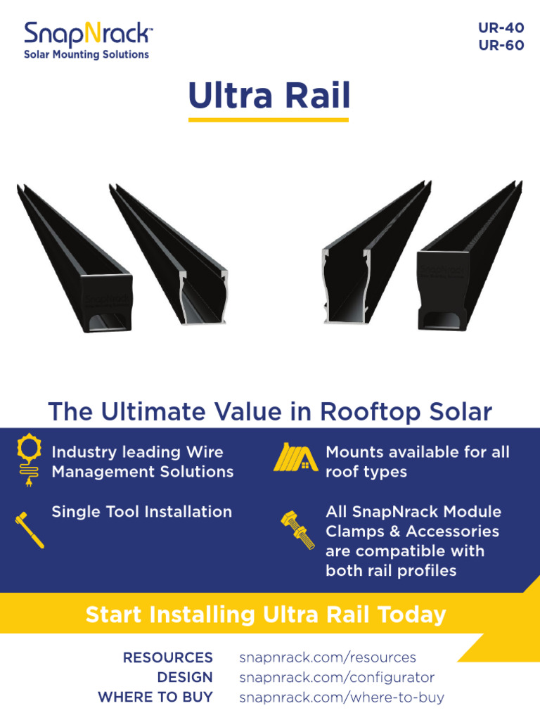 SnapNrack - Ultra Rail Sales Brochure | PDF | Manufactured Goods ...