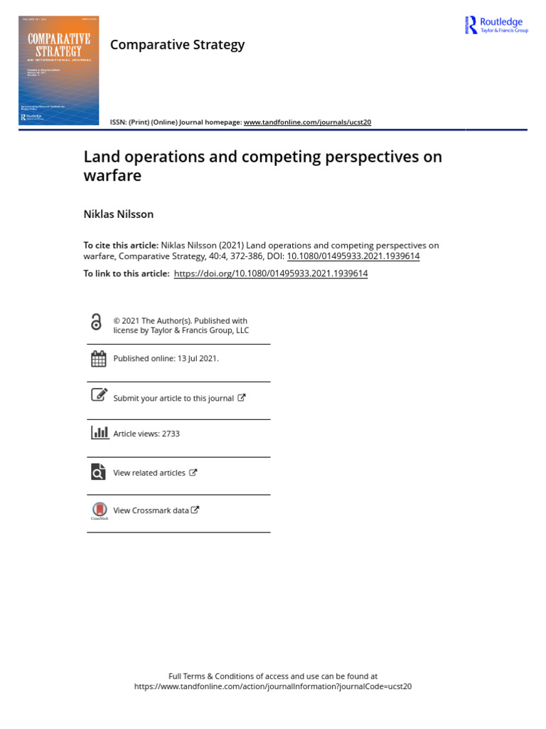 Land Operations and Competing Perspectives On Warfare | PDF | Maneuver ...