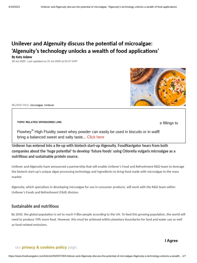 Unilever and Algenuity Discuss The Potential of Microalgae - Algenuity ...