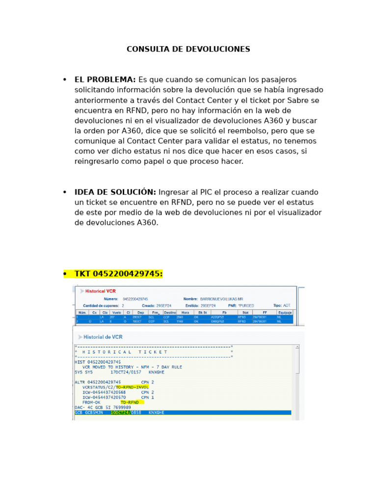 Consulta de Devoluciones | PDF