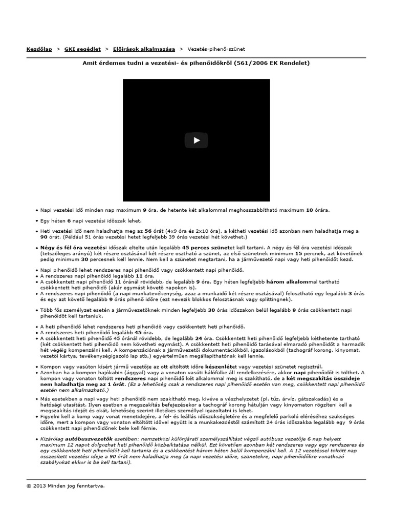 Vezetés-Pihenő-Szünet - GKI | PDF